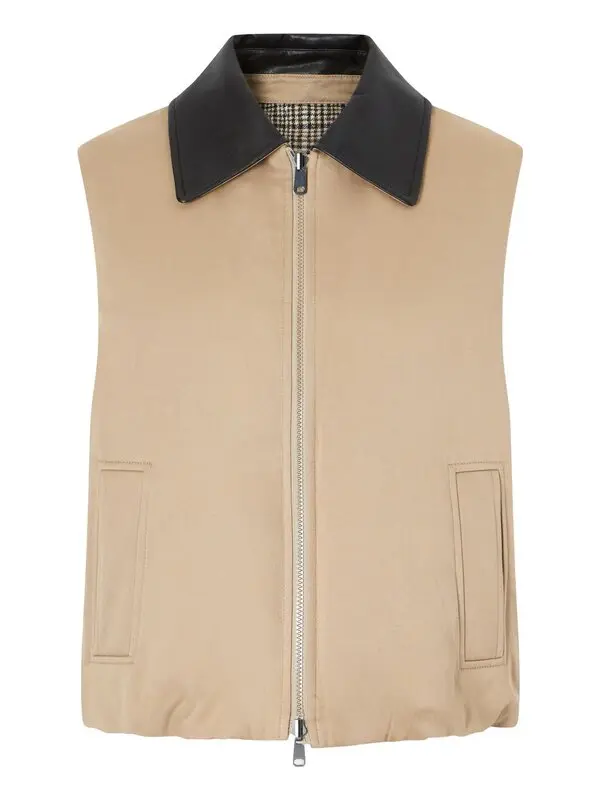 Brunello Cucinelli Padded Checked Cotton And Linen Gilet - Gray