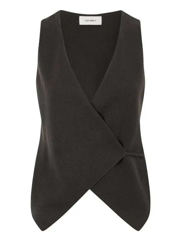 LISA YANG Nayi Cashmere Knit Wrap Top - Green