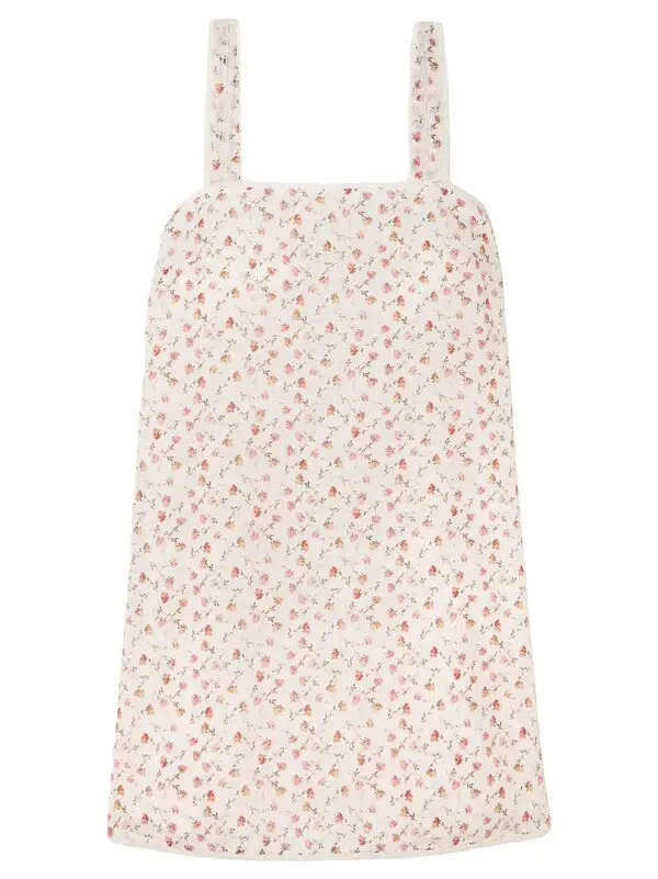 Posse Charlotte Lace-trimmed Floral-print Cotton Mini Dress - Multi
