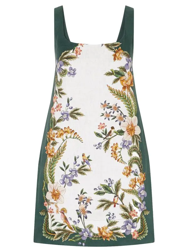 Farm Rio Floral Print Linen Mini Dress - Multi