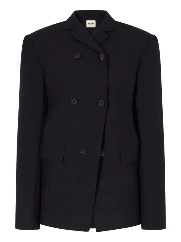 Khaite Rolo Double-breasted Wool And Silk-blend Blazer - Black