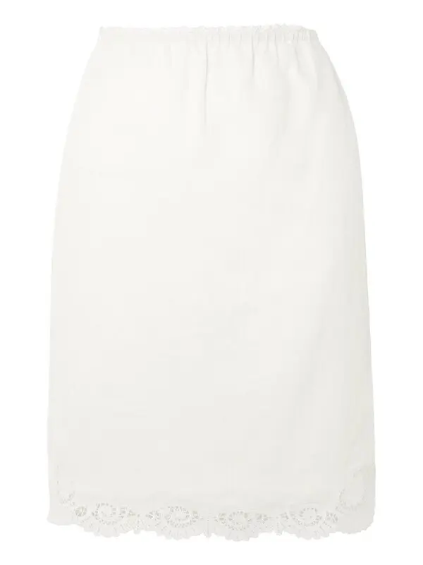 Posse Darya Lace-trimmed Midi Skirt - Neutrals