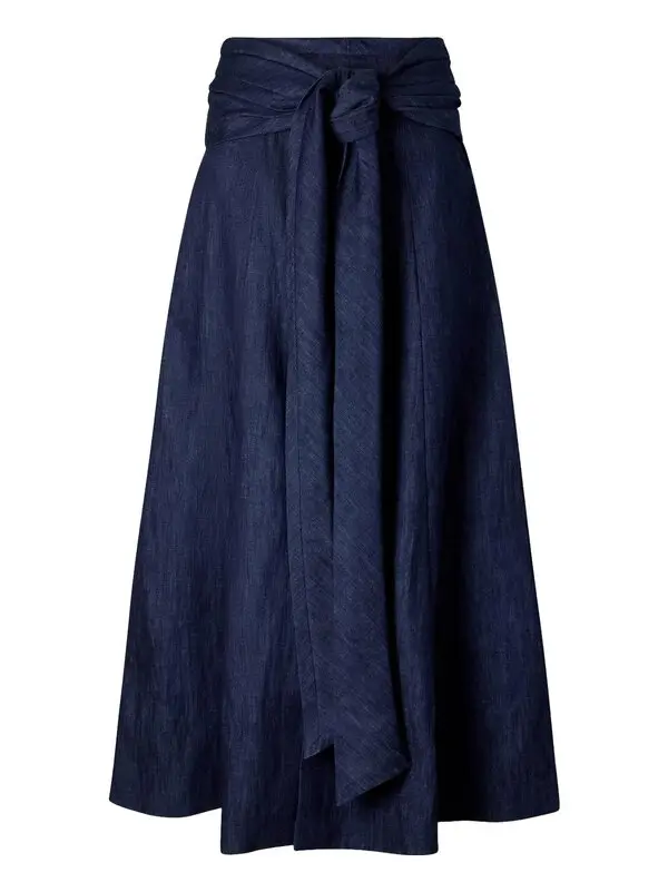 Gabriela Hearst Zivan Cotton And Linen-blend Maxi Skirt - Blue