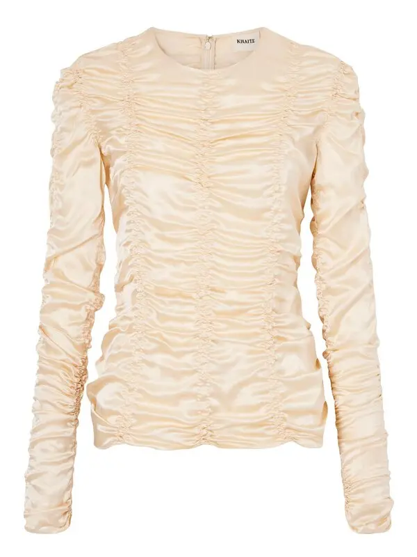 Khaite Rory Ruched Silk Top - Neutrals