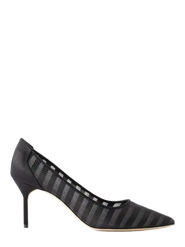 Manolo Blahnik Bb 70 Striped Mesh Pumps - Black
