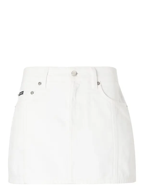 Dolce & Gabbana Mid-rise Denim Mini Skirt - White