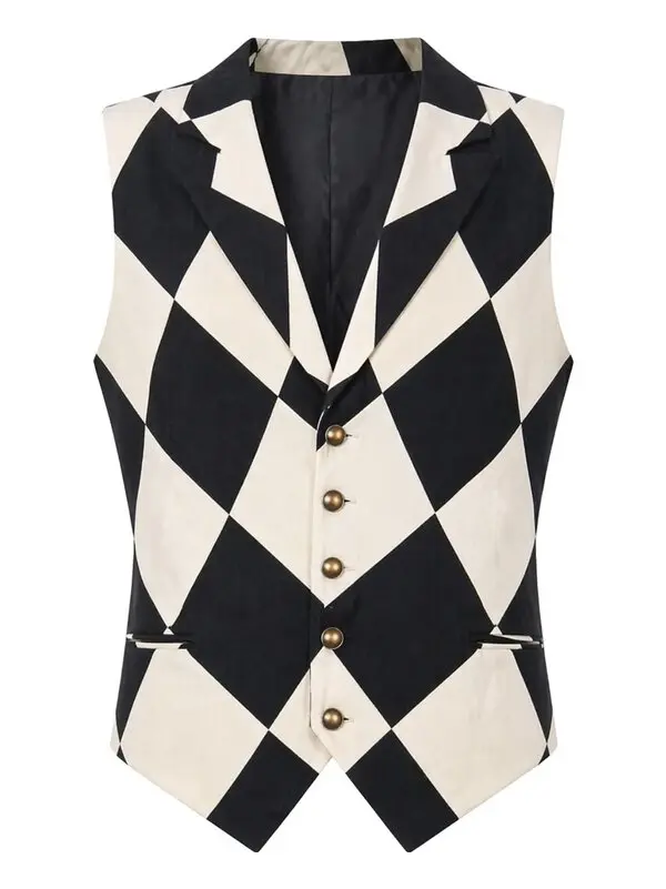 CASTANEDA Tailored Vest With Patchwork Motif - Black