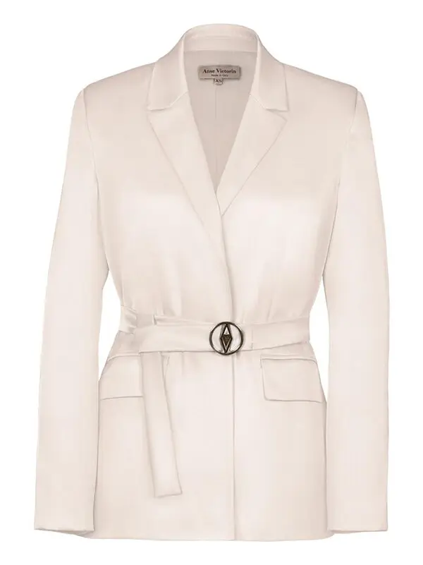 ANSE VICTORIN Claire Silk Cotton Blazer - White