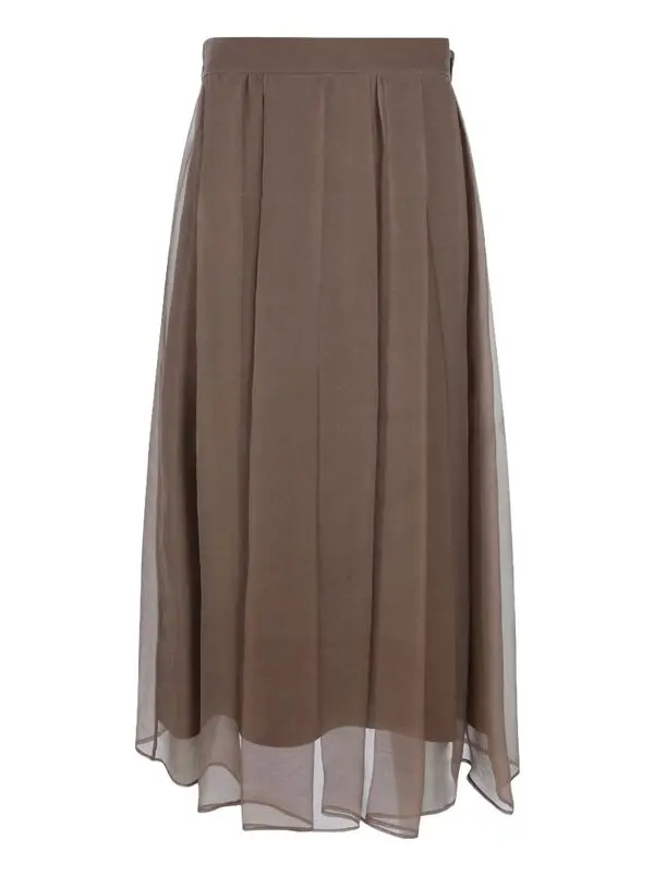Brunello Cucinelli Silk Midi Skirt - Multicolor