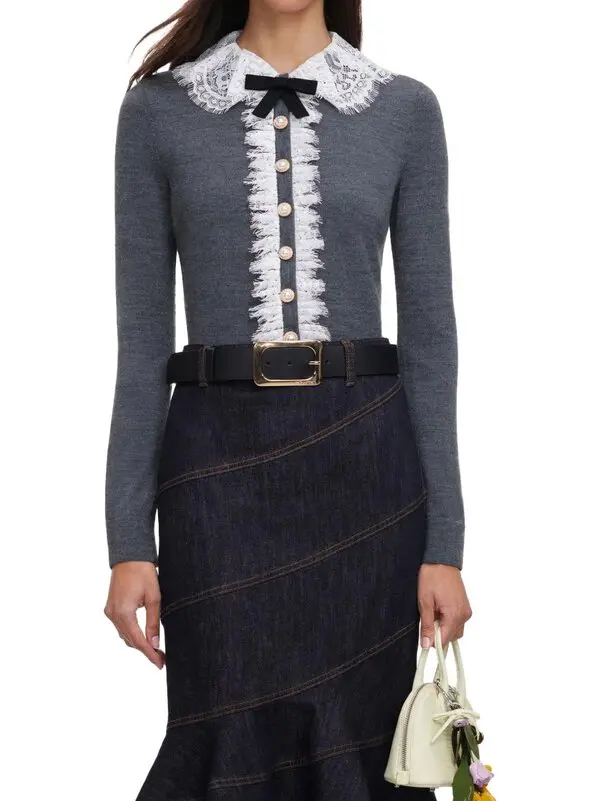 SELF-PORTRAIT Lace Collar Cardigan - Multicolor