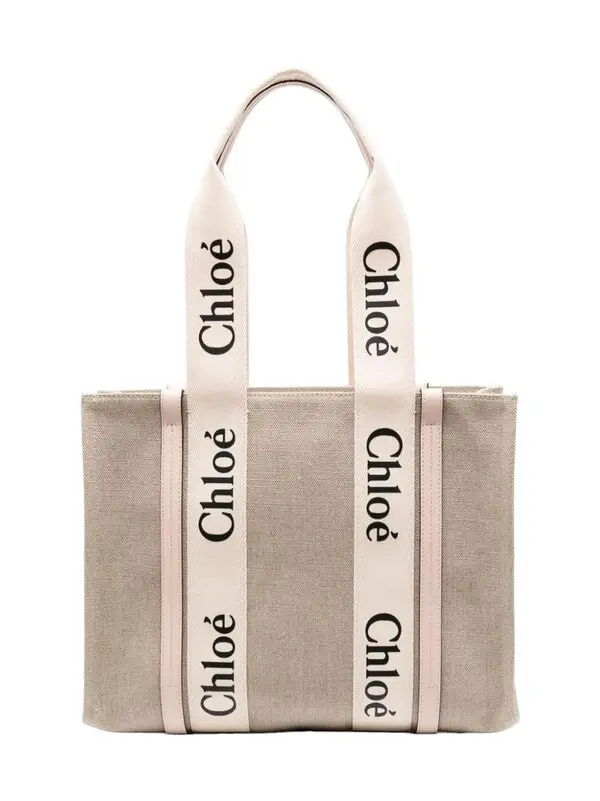 Chloé Woody Medium Linen Tote - Multicolor