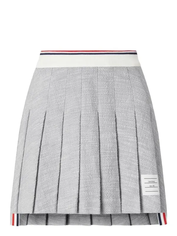 Thom Browne Pleated Mini Skirt With Rwb Stripe Trim - Multicolor