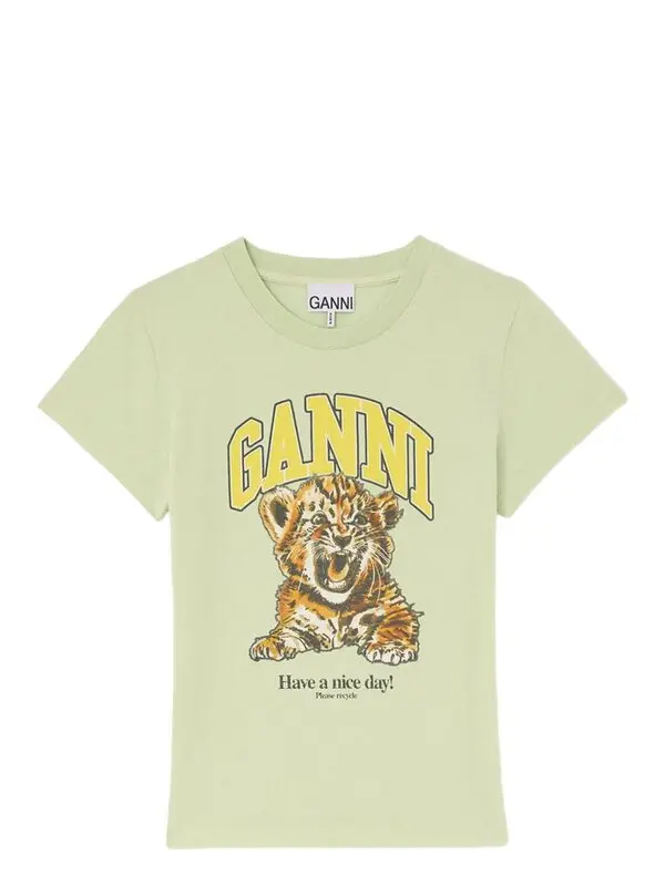 GANNI Printed Cotton T-shirt - Multicolor