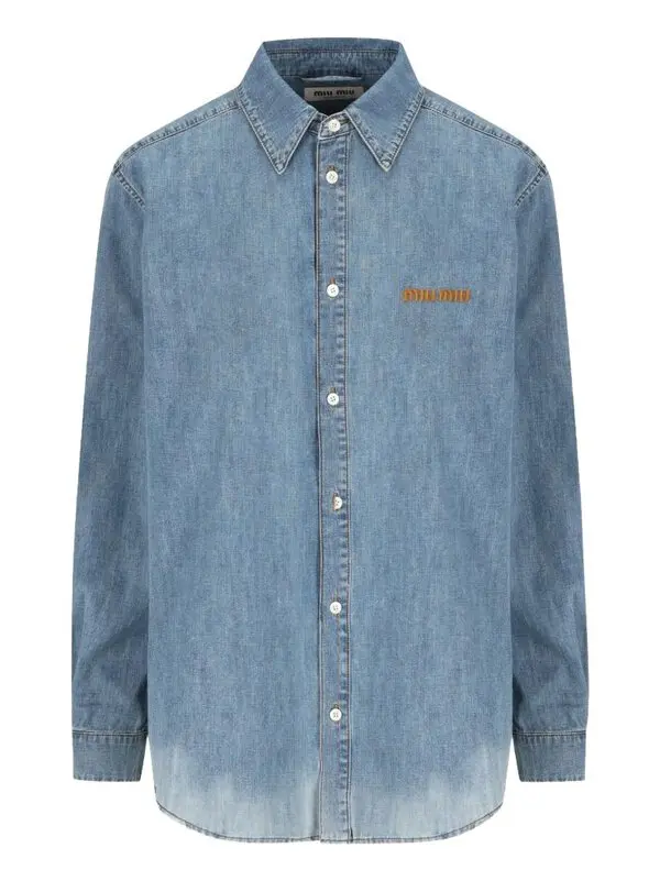 Miu Miu Logo Cotton Shirt - Multicolor