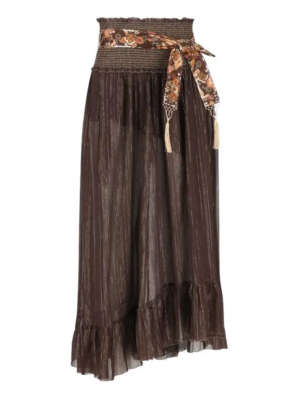 Zimmermann Aster Cotton And Silk Midi Skirt - Multicolor