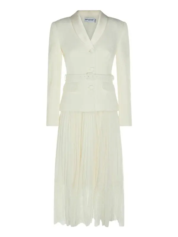 SELF-PORTRAIT Shawl Collar Midi Dress - Multicolor