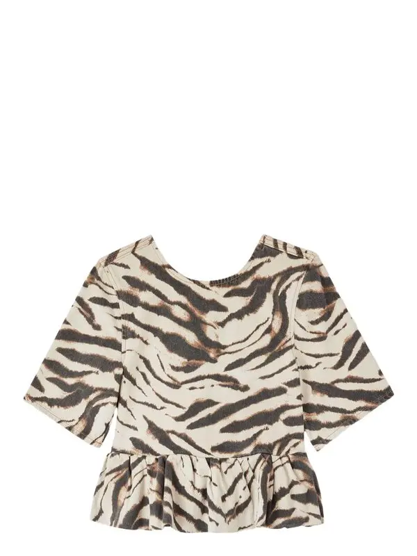 GANNI Zebra Print Organic Cotton Top - Multicolor