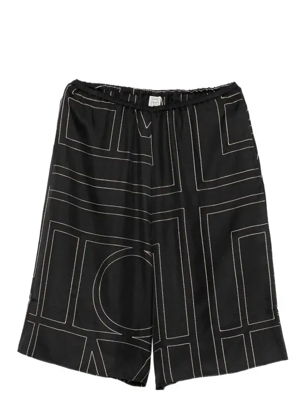 TOTEME Monogram Silk Pajama Shorts - Multicolor