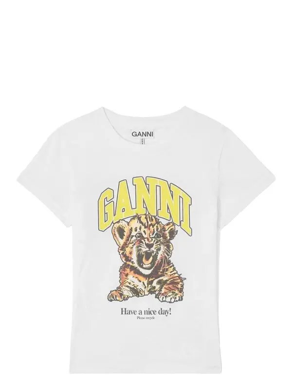 GANNI Graphic Print Cotton T-shirt - Multicolor