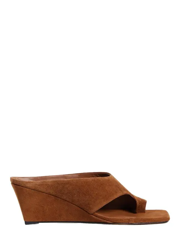 Sandro Suede Wedge Sandals - Brown