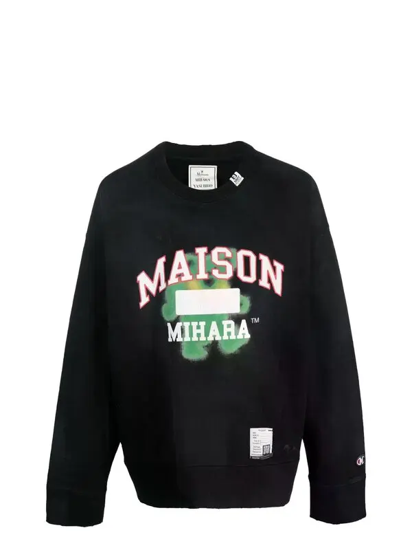 Mihara Yasuhiro Distressed Logo Cotton Sweatshirt - Black