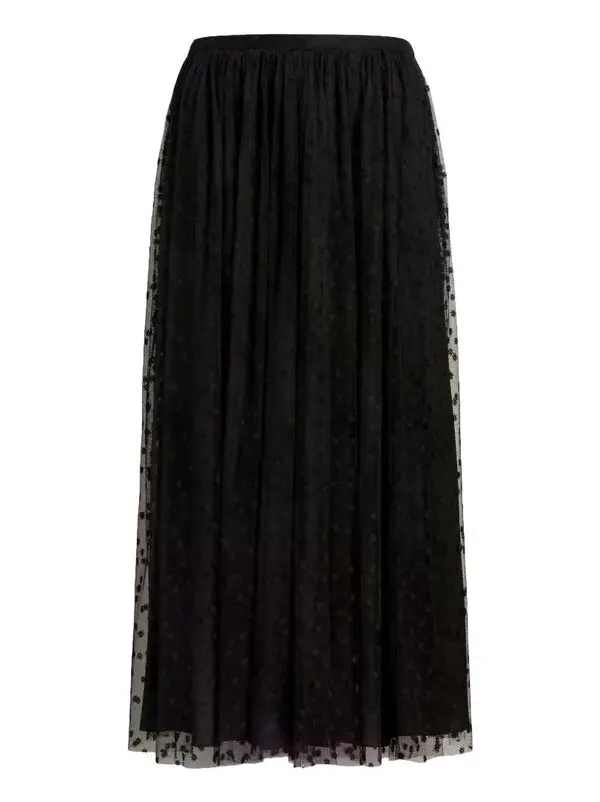 Alberta Ferretti Tulle Midi Skirt With Polka Dot Overlay - Black
