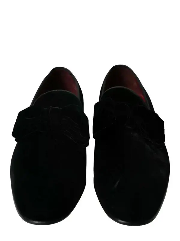 Dolce & Gabbana Velvet Loafers With Bow Detailing - Black