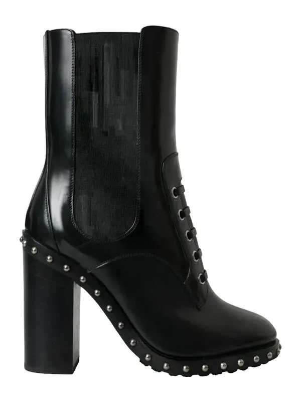 Dolce & Gabbana Leather Studded Lace-up Ankle Boots - Black