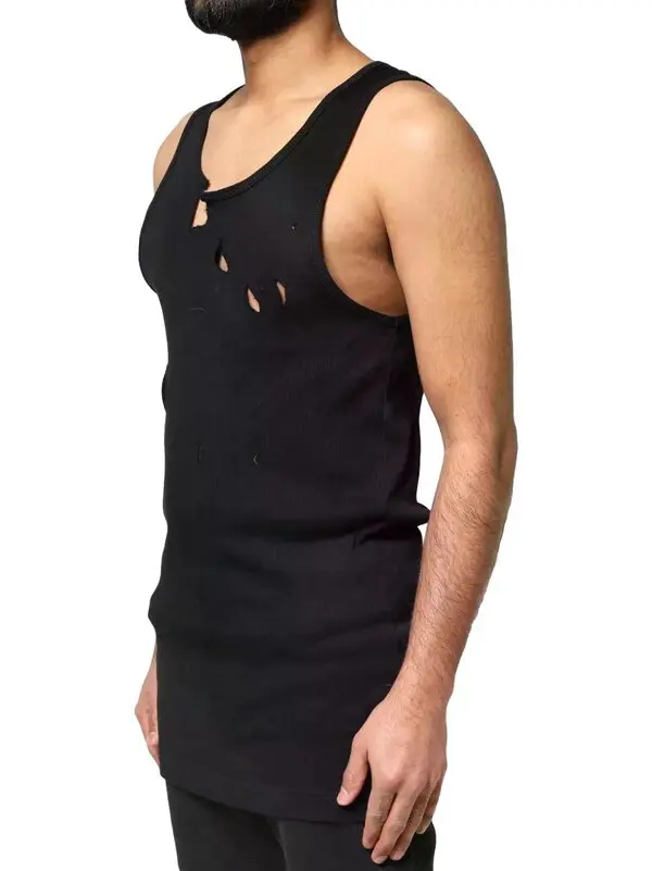Dolce & Gabbana Distressed Ribbed-knit Tank Top - Black