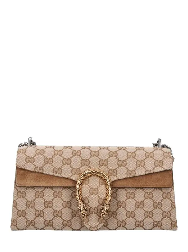 Gucci Dionysus" Medium Shoulder Bag With Tiger Head Detail - Beige