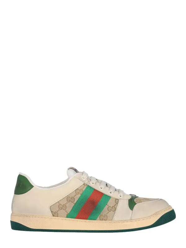 Gucci Screener Gg Canvas And Leather Sneakers - Beige