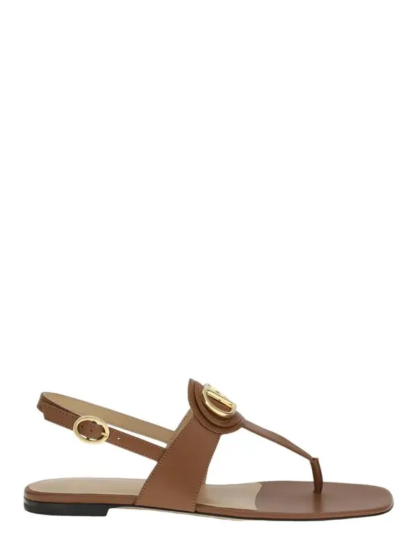 Valentino Garavani Leather Thong Sandals With Vlogo Signature - Brown