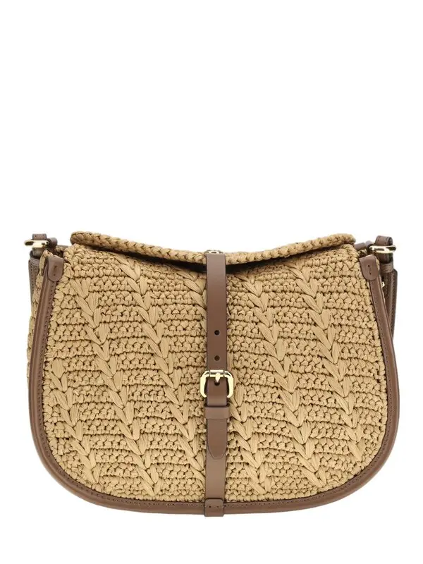 Etro Raffia Crochet Pony Shoulder Bag - Beige