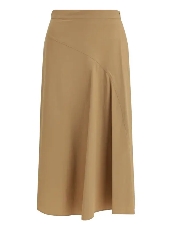 Max Mara Zattera Midi Skirt In Cotton Poplin - Beige