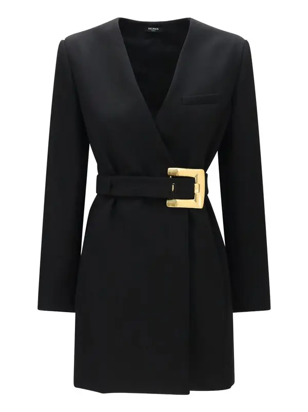 Balmain Grain De Poudre Belted Blazer - Black