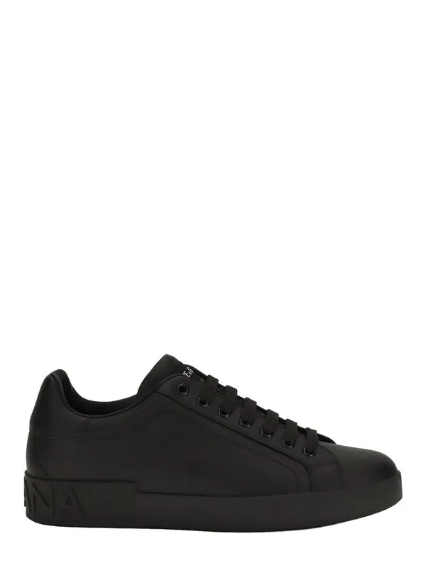 Dolce & Gabbana Portofino Calfskin Leather Sneakers - Black