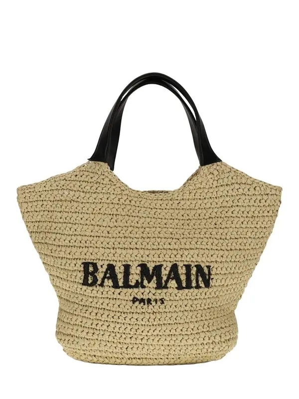 Balmain Mini Crochet Tote Bag - Beige