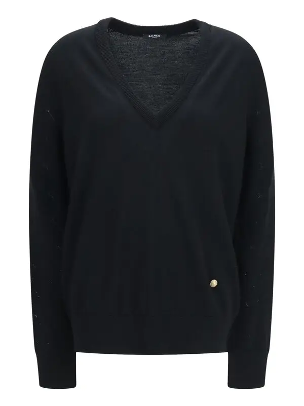 Balmain V-neck Sweater - Black