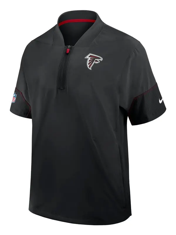 Nike Atlanta Falcons Nfl 1/2-zip Short-sleeve Hooded Jacket - Black