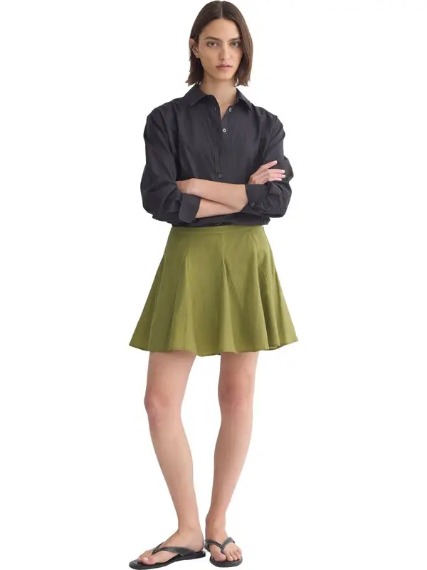 Everlane Cotton Silk Godet Mini Skirt - Mayfly