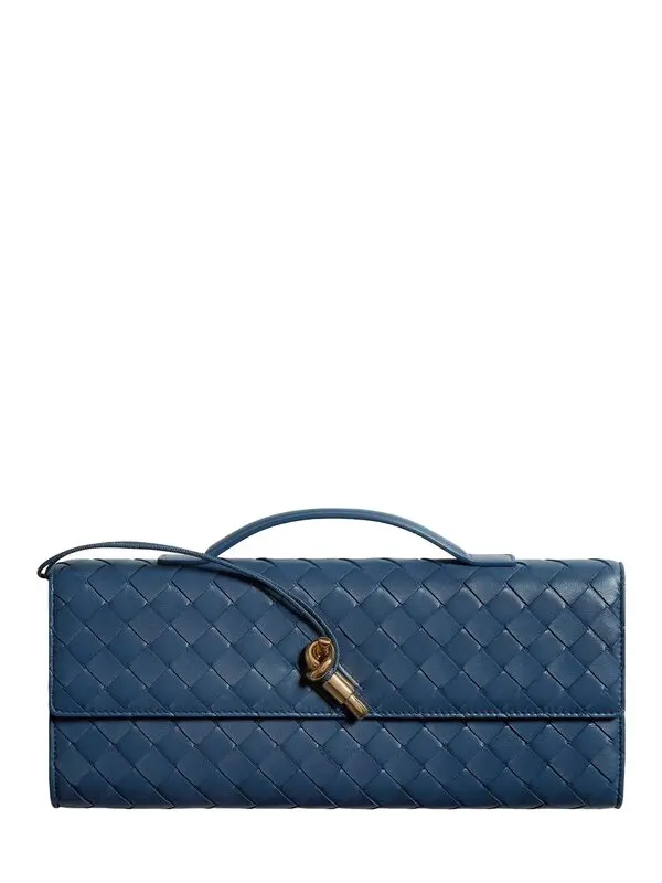 Bottega Veneta Andiamo Leather Clutch - Blue
