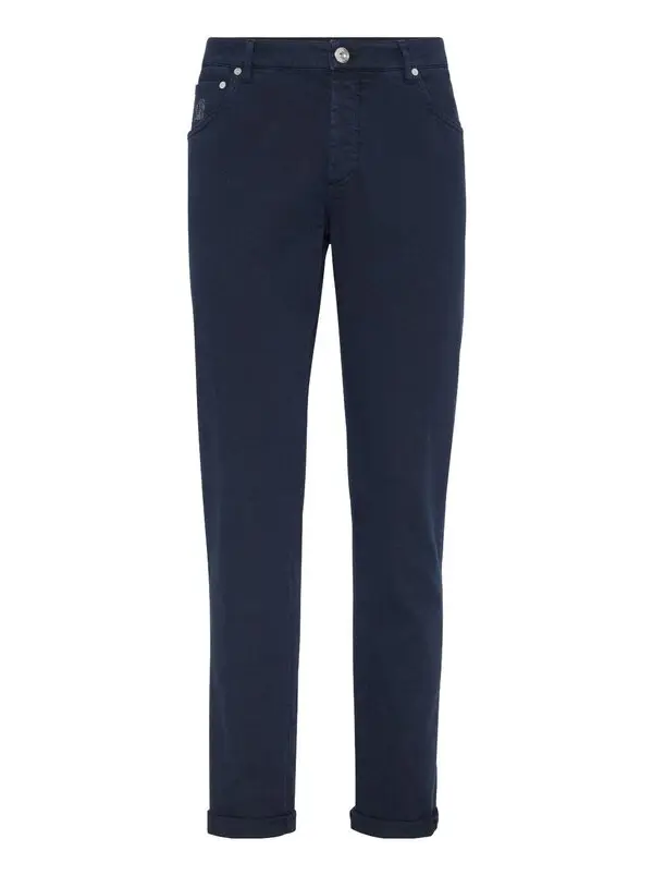 Brunello Cucinelli Cotton Blend Denim Trousers - Blue