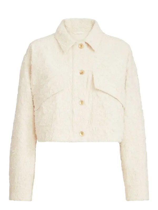 Brunello Cucinelli Cotton Denim Jacket With Monili Embellishment - Beige