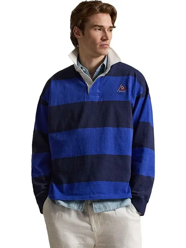 Polo Ralph Lauren Oversized Fit Stripe Jersey Rugby Shirt - Blue Multi