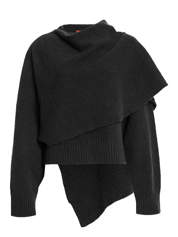 Altuzarra Palmer Asymmetrical Crewneck Sweater - Black