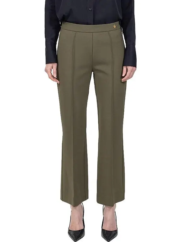 CALLAS MILANO Lola High Density Crepe Stretch Cropped Flare Trousers - Olive