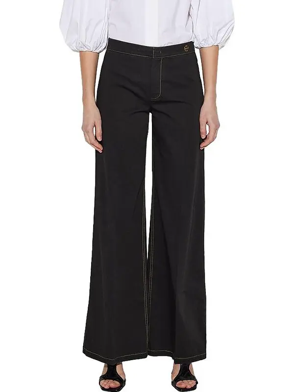 CALLAS MILANO Jane Cotton Stretch Flare Trousers - Black