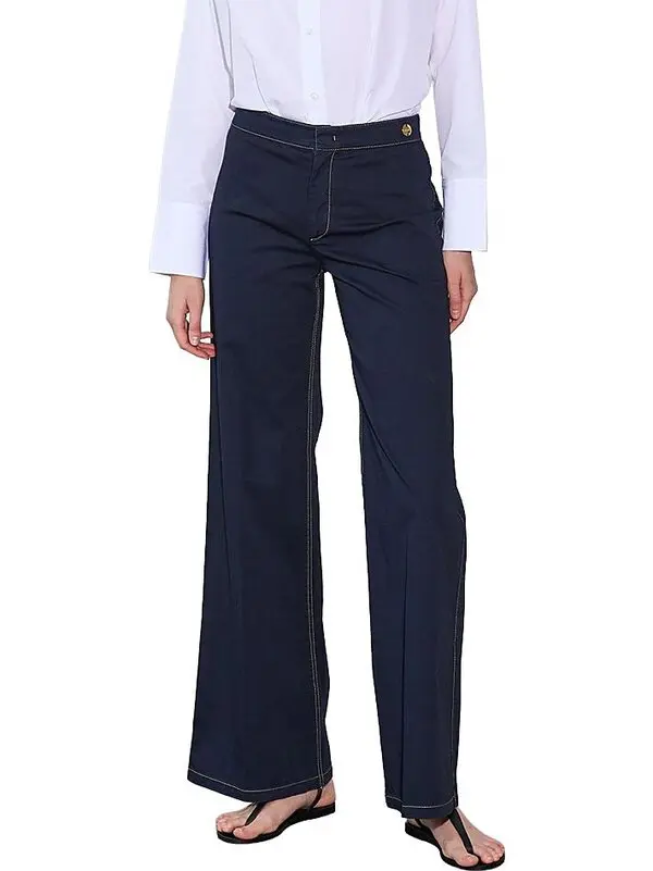 CALLAS MILANO Jane Cotton Stretch Flare Trousers - Navy