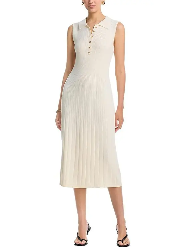 T Tahari Variegated Rib Midi Dress - Cream