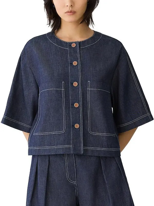 Lafayette 148 New York Denim Jacket - Shipyard Indigo